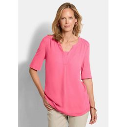 GOLDNER Kurzgr&ouml;&szlig;e: Chiffonbluse mit Jersey-R&uuml;ckteil in pink | Gr.: 21