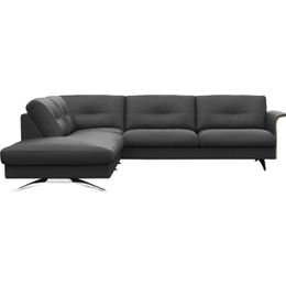 Ecksofa FLEXLUX "Glow, super bequem durch hochwertigem Sitzaufbau mit Federkern, L-Form", schwarz (deep schwarz), B:268cm H:81cm T:224cm, 100% Echteder, Sofas, Ecksofa, Skandinavisches Design, In hochwertiger Verarbeitung