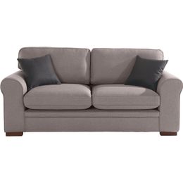 2-Sitzer Home Affaire "Broughton", beige, B:203cm H:92cm T:94cm, 100% Polyester, Sofas, weicher Sitzkomfort, incl. 2 Zierkissen, Keder