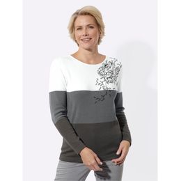 WITT WEIDEN Langarm-Pullover in anthrazit-ecru-gemustert | Gr.: 40