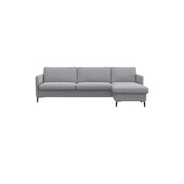 Ecksofa FLEXLUX "Fiore, super Sitzkomfort durch Kaltschaum im Sitz, L-Form", grau (sophisto gre), B:247cm H:85cm T:92cm, 100% Polyester, Sofas, Ecksofa, schmale Armlehnen, F&uuml;&szlig;e Alu+schwarz