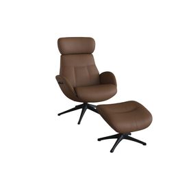 Relaxsessel FLEXLUX "Elegant, Funktionssessel, verstellbarer R&uuml;cken- und Kopfst&uuml;tze", braun (modern cognac braun), B:90cm H:107cm T:89cm, Sessel, Relaxsessel, Premium Komfort, R&uuml;cken- & Kopfteilverstellung, drehbar, Fu&szlig; schwarz
