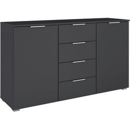 Kombikommode OTTO HOME "Sideboard Schubladenkommode AGORDO mit Dekor- oder Hochglanzfront", graumetallic, B:120cm H:81cm T:42cm, Holzwerkstoff, Sideboards, Kombikommode, vier gro&szlig;e Schubladen, mit insgesamt 4 Einlegeb&ouml;den MADE IN GERMANY, Topseller