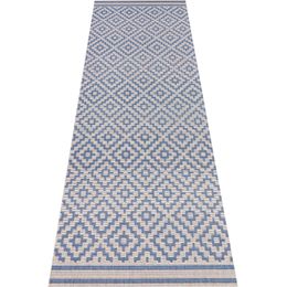 Teppich Hanse Home "Raute" Gr. 12, blau, B:80cm H:8mm L:200cm, Kunstfaser, Teppiche, Teppich, In-& Outdoor, Wetterfest, Balkon, L&auml;ufer, Wohnzimmer, Terrasse, Raute
