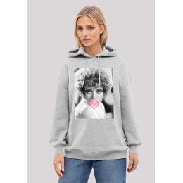 Kapuzenpullover F4NT4STIC "Clara Bow Blowing Bubble Gum", Damen, Gr. XS, grau melange, Obermaterial: 80% Baumwolle, 20% Polyester, oversize, Pullover Kapuzenpullover, Premium Qualit&auml;t