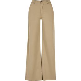 Chinos Urban Classics "Urban Classics Damen Ladies High Waist Wide Leg Chino Pants", Damen, Gr. 34, Normalgr&ouml;&szlig;en, unionbeige, 98% Baumwolle, 2% Elasthan, unifarben, loose fit, Hosen