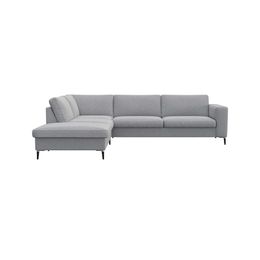 Ecksofa FLEXLUX "Fiore, L-Form, bequem und komfortabel durch hochwertigem Sitzaufbau", grau (sophisto gre), B:273cm H:85cm T:225cm, 100% Polyester, Sofas, Ecksofa, breite Armlehnen, Kaltschaum, F&uuml;&szlig;e Alu+schwarz