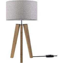 Paco Home Tischleuchte "Canvas uni Color", braun (holzfarben), 1, &Oslash; 28cm H: 53cm, Leuchten, Stehlampe Vintage Fu&szlig; LED Lampe Wohnzimmer Skandinavischer Stil E27, Tischleuchte