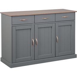 Kommode Inter Link "Luzern", grau, braun, B:131cm H:86cm T:45cm, FSC-zertifizierter Holzwerkstoff, MDF, Massivholz, Sideboards, Kommode