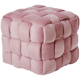 Hocker Jahnke "WEB ART S", rosa (zartrosa), B:50cm H:42,5cm T:50cm, Hocker, Hocker, Hocker, Couchtisch, Beistelltisch gepolstert in edler Flechtoptik
