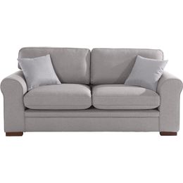 2-Sitzer Home Affaire "Broughton", silber, B:203cm H:92cm T:94cm, 100% Polyester, Sofas, weicher Sitzkomfort, incl. 2 Zierkissen, Keder