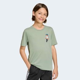 T-Shirt adidas Sportswear "ADIDAS MINECRAFT TRAINING", M&auml;dchen, Gr. 140, silber gr&uuml;n, Obermaterial: 70% Polyester, 30% Viskose, Rundhals, Shirts T-Shirt, bequeme Passform, mit Climacool-Technologie, Rundhalsausschnitt