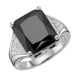 Silberring "mit wei&szlig;em oder schwarzem Zirkonia, Silber 925" Gr. 56, schwarz, Giorgio Martello MILANO, Fingerringe, Damen, 56, Silber 925 (Sterlingsilber), Silberring