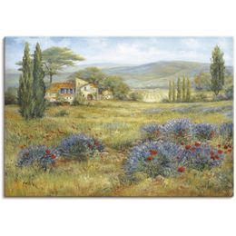 Leinwandbild Artland "Provence Lavendelwiese", gr&uuml;n (farbe bild(er): gr&uuml;n), B:100cm H:70cm, Bilder, Leinwandbild, auf Holzrahmen gespannt