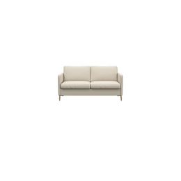 2-Sitzer FLEXLUX "Fiore", wei&szlig; (warm wei&szlig;), B:149cm H:85cm T:92cm, 100% Echteder, Sofas, schmale Armlehnen, Kaltschaum, F&uuml;&szlig;e Alu+ Eiche