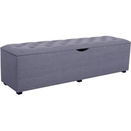 Hockerbank Home Affaire "Knobbed", blau (blau, grau), B:160cm H:42cm T:40cm, Struktur fein (100% Polyester) f&uuml;r Bett Classico, Piazza, Premium und Vega;Struktur (100% Polyester) f&uuml;r Bett Crato und Lucina;Struktur (60% Baumwolle, 40% Leinen) f&uuml;r Bett Kiss;Kunstleder f&uuml;r Bett Natura;Struktur (100% Polyester) f&uuml;r Bett Nordica, Hocker, Hockerbank mit Stauraum, Breite 120 cm und 160 cm