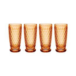 Villeroy & Boch Longdrinkglas VILLEROY & BOCH "Longdrinkgl&auml;ser Boston Coloured 400 ml 4er Set", orange (apricot), Glas, Trinkgef&auml;&szlig;e