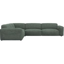 Ecksofa FLEXLUX "Lucera, super bequem durch hochwertigen Sitzaufbau mit Kaltschaum", gr&uuml;n (dusty gr&uuml;n), B:319cm H:73cm T:285cm, 85% Polyester/15%Polyamide, Sofas, Ecksofa, modern & anschmiegsam, L-Form, Designsofa