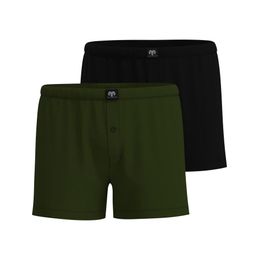 Ceceba Baumwolle, Single-Jersey Bio Boxershorts 2er-Pack in gr&uuml;n/schwarz | Gr.: 7