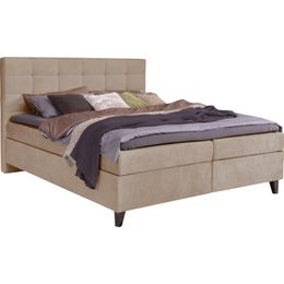 Boxspringbett Alina "Neomi", grau (seidengrau tbs 2), B:180cm L:212cm, Chenille TBS (100% Polyester), Komplettbetten, Boxspringbett, inklusive Matratze und Topper