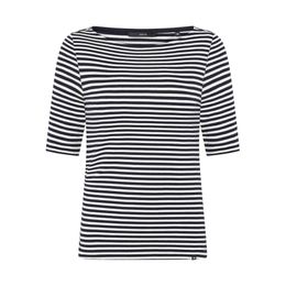 Zero Basic Shirt mit U-Boot-Ausschnitt in Cream/Dark Blue | Gr.: 44