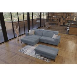 Sit & More Ecksofa SIT & MORE "Bolero L-Form", blau (blaugrau), B:290cm H:88cm T:178cm, 100% Polyester, Sofas, Ecksofa