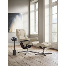Relaxsessel stressless "Mayfair", beige (cream batick), B:79cm H:102cm T:73cm, Leder BATICK: BATICK ist ein leicht korrigiertes, durchgef&auml;rbtes und genarbtes M&ouml;belleder, bei dem die meisten Unebenheiten und Spuren in der Regel entfernt wurden., Sessel, Relaxsessel, mit Hocker, mit Cross Base, Gr&ouml;&szlig;e S, M & L, Holzakzent Wenge