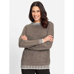 WITT WEIDEN Pullover in taupe-ecru-gemustert | Gr.: 36