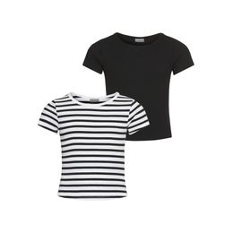 Kidsworld T-Shirt in schwarz+gestreift | Gr.: 152/158