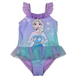 Disney Frozen Disney Die Eisk&ouml;nigin Badeanzug mit R&uuml;schen Elsa Frozen Einteiler in lila | Gr.: 122/128