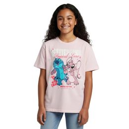 Lilo and Stitch Disney Lilo & Stitch T-Shirt Tropical Love Oberteil Shirt kurz&auml;rmlig in rosa | Gr.: 158/164