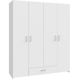 Kleiderschrank FORTE "Econobox", wei&szlig;, B:159,1cm H:190,5cm T:54,4cm, Holzwerkstoff, Schr&auml;nke, Kleiderschrank, Dreht&uuml;renschrank, zeitloses Design mit alufarbigen Griffen.