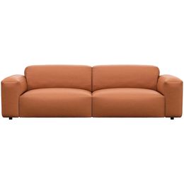 3-Sitzer FLEXLUX "Lucera Sofa, super bequem durch hochwertigen Sitzaufbau mit Kaltschaum", braun (modern cognac braun), B:252cm H:73cm T:102cm, 100% Echteder, Sofas, modern & anschmiegsam, Designsofa