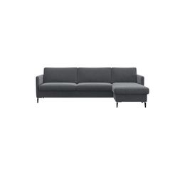 Ecksofa FLEXLUX "Fiore, super Sitzkomfort durch Kaltschaum im Sitz, L-Form", grau (soft grau), B:247cm H:85cm T:92cm, 100% Polyester, Sofas, Ecksofa, schmale Armlehnen, F&uuml;&szlig;e Alu+schwarz