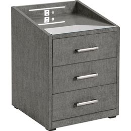 Nachtkonsole ED EXCITING DESIGN "Moon", braun (braun, uran 09 stone), B:47cm H:61cm T:46cm, Sideboards, Nachtkonsole, mit LED-Beleuchtung und USB-Anschluss & USB-C-Anschluss
