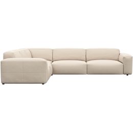 Ecksofa FLEXLUX "Lucera, super bequem durch hochwertigen Sitzaufbau mit Kaltschaum", wei&szlig; (warm wei&szlig;), B:319cm H:73cm T:285cm, 100% Echteder, Sofas, Ecksofa, modern & anschmiegsam, L-Form, Designsofa