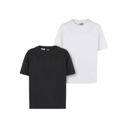 T-Shirt Urban Classics "Urban Classics Girls Oversized Boyfriend Tee 2-Pack", M&auml;dchen, Gr. 122/128, schwarz, wei&szlig;, 100% Baumwolle, unifarben, oversize, Rundhals, Shirts T-Shirt