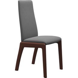 Polsterstuhl stressless "Laurel", grau (dunkelgrau dinamica, walnuss), B:57cm H:92cm T:59cm, Microfaser DINAMICA (88% Polyester, 12% Polyurethan), St&uuml;hle, Polsterstuhl, Low Back, Gr&ouml;&szlig;e L, mit abgerundeten Beinen in Walnuss