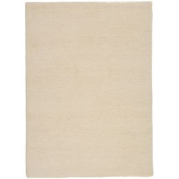 Wollteppich Theko "Hadj Uni", beige (natur wei&szlig;), B:60cm H:25mm L:90cm, Wolle, Teppiche, echter Berber Teppich, reine Wolle, meliert, handgekn&uuml;pft