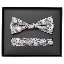 Fliege Venti "Venti Set aus Fliege und Einstecktuch Print", Herren, grau (hellgrau), 100% Baumwolle, Fliegen