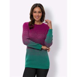 Sieh an! Long-Pullover in magenta-smaragd-gemustert | Gr.: 46