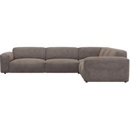 Ecksofa FLEXLUX "Lucera, super bequem durch hochwertigen Sitzaufbau mit Kaltschaum", braun (taupe braun), B:319cm H:73cm T:285cm, 85% Polyester/15%Polyamide, Sofas, Ecksofa, modern & anschmiegsam, L-Form, Designsofa