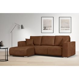 Ecksofa OTTO HOME "BEATRICE optionale Schlafsofa mit Bettkasten, B/T/H: 265/170/86 cm", braun (cognac), B:265cm H:86cm T:170cm, 100% Polyester, Sofas, Ecksofa, L-Form, wahlweise auch mit Bettfunktion und Bettkasten