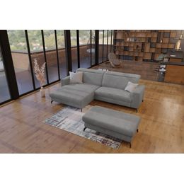 Sit & More Ecksofa SIT & MORE "Bolero L-Form", silber, B:290cm H:88cm T:178cm, 95%Polyester 5%Polyamid, Sofas, Ecksofa