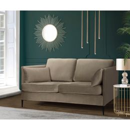 2-Sitzer Home Affaire "Light", beige (natur), B:130cm H:83cm T:92cm, 100% Polyester, Sofas, inklusive loser Zierkissen, mit schmalen Armlehnen und Teleskopf&uuml;&szlig;en