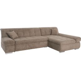 Ecksofa DOMO collection "Mona L-Form", braun (schlamm), B:297cm H:80cm T:173cm, Struktur fein 100% Polyester;Chenilleoptik 100% Polyester;SOFTLUX/Struktur fein 100% Polyester, Sofas, Ecksofa, wahlweise mit Bettfunktion
