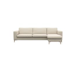 Ecksofa FLEXLUX "Fiore, super Sitzkomfort durch Kaltschaum im Sitz, L-Form", wei&szlig; (warm wei&szlig;), B:262cm H:85cm T:92cm, 100% Echteder, Sofas, Ecksofa, breite Armlehnen, Kaltschaum, F&uuml;&szlig;e Alu+ Eiche