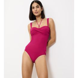 Badeanzug Triumph "Summer Twist", Damen, Gr. 42, Cup E, lila (berry), Microfaser, Obermaterial: 77% Polyamid, 23% Elasthan, Badeanz&uuml;ge Badeanzug, softes Material, Zierring, schnelltrocknende Cups