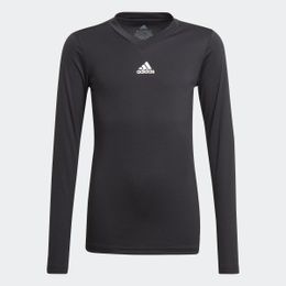 Langarmshirt adidas Performance "TEAM BASE LONGSLEEVE", Jungen, Gr. 140, schwarz, Obermaterial: 100% Polyester, clean, normal, V-Ausschnitt, Shirts Langarmshirt