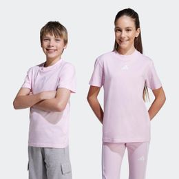 T-Shirt adidas Sportswear "ESSENTIALS KIDS", Jungen, Gr. 164, pink (clear pink, wei&szlig;), Obermaterial: 100% Baumwolle, normal, Rundhals, Shirts T-Shirt, f&uuml;r Kinder, mit Rundhalsausschnitt, ohne Verschluss, pflegeleicht